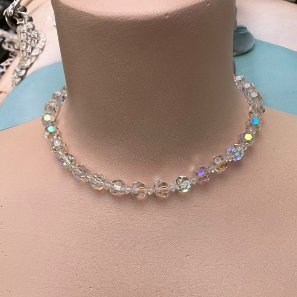 Jewelry | Vintage Austrian Ab Glass Crystal Necklace Choker 194s ...